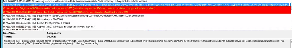 Skype for Business Edge Server Deployment–Error returned while installing OcsCore.msi(Feature ...