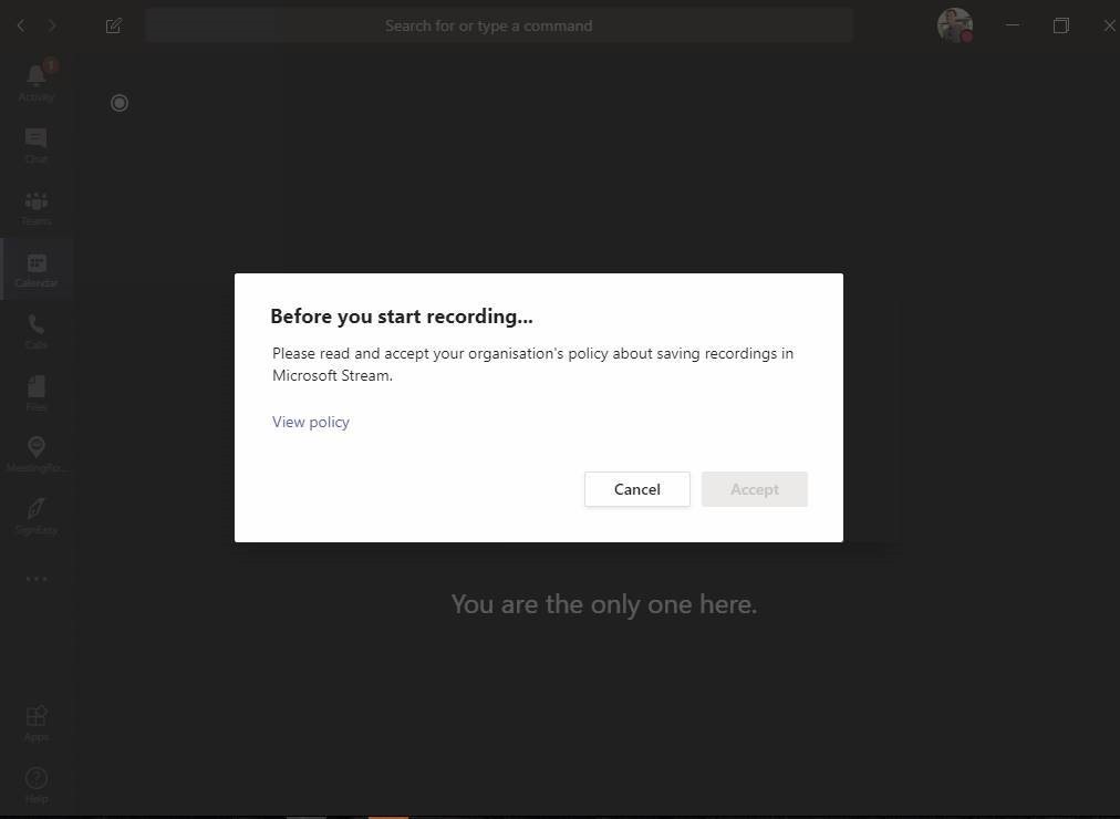 Teams Meetings Recordings – Accept company policy before recording ...